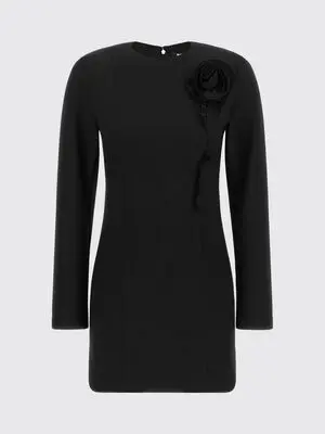ROTATE BY BIRGER CHRISTENSEN Flower-appliqué Long-sleeved Crêpe Mini Sheath Dress