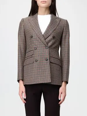 Max Mara Prince Of Wales Pure Wool Double-breasted Blazer - Beige