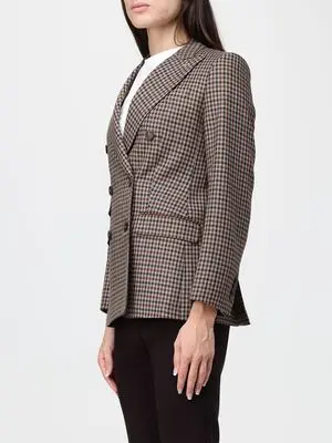 Max Mara Prince Of Wales Pure Wool Double-breasted Blazer - Beige