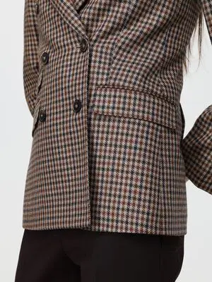 Max Mara Prince Of Wales Pure Wool Double-breasted Blazer - Beige