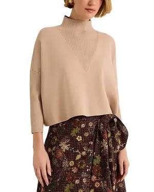 MARIE OLIVER Claudie Mock Neck Crop Top