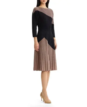 Misook Fit & Flare Midi Dress