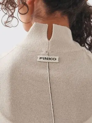 Pinko Slim Fit Wool And Cashmere Turtleneck Sweater - Beige