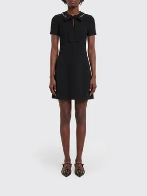 Valentino Garavani Viscose Blend A-line Mini Dress With Jeweled Scarf Neck