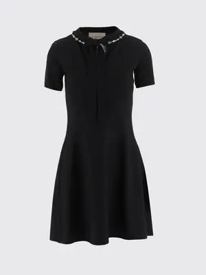 Valentino Garavani Viscose Blend A-line Mini Dress With Jeweled Scarf Neck