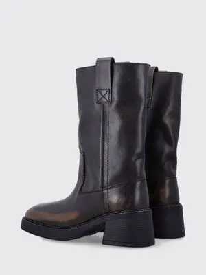 MIISTA Bi-aged Leather Mid-calf Biker Boots