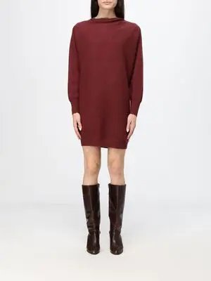 Brunello Cucinelli Wool, Cashmere And Silk Knit Mini Dress With Monili Embroidery - Red