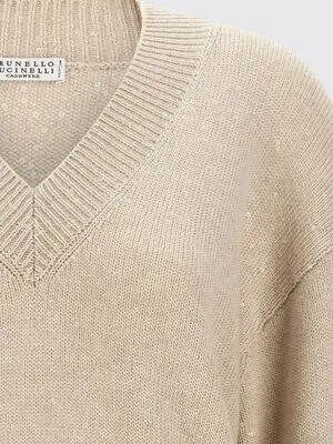 Brunello Cucinelli Sequin-embellished V-neck Cashmere And Silk Jumper