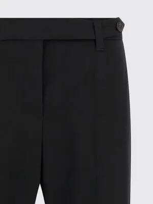 Brunello Cucinelli Slim Fit Stretch-virgin Wool Trousers With Monili Embroidery - Black