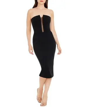 Dress The Population Erica Strapless Plunge Panel Bodycon Dress Black