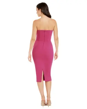 Dress The Population Erica Strapless Plunge Panel Bodycon Dress - Bright Fuchsia