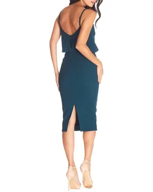 Dress The Population Alondra Sweetheart Neck Blouson Midi Dress - Pine