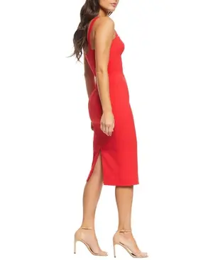 Dress The Population Nicole Sweetheart Neck Midi Dress - Rouge