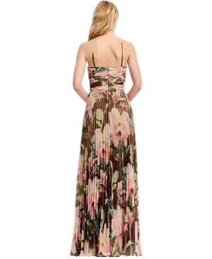 Dress The Population Floral Pleated V-neck Gown