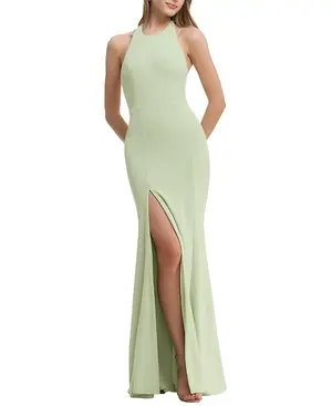 Dress The Population Paige Halter Neck Gown - Sage