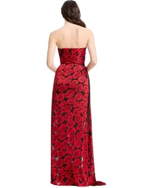 Dress The Population Lulu Strapless Rose Print Gown