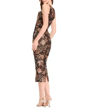 Dress The Population Helena Floral Sequin Midi Dress