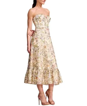 Dress The Population Carina Embroidered Dress - Ivory Multi