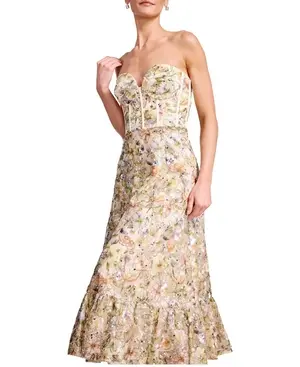 Dress The Population Carina Embroidered Dress - Ivory Multi