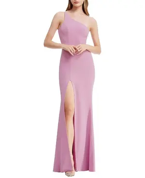 Dress The Population Amy One Shoulder High Slit Gown - Lavender