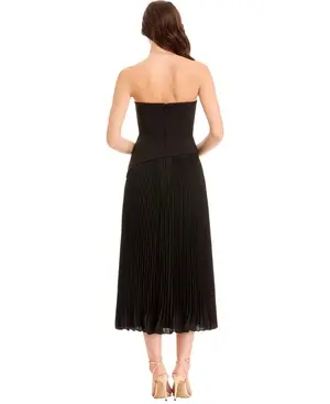 Dress The Population Kacey Strapless Peplum Pleated Midi Dress