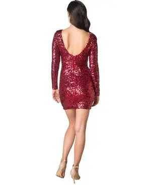 Dress The Population Lola Long Sleeve Sequin Mini Dress