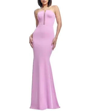 Dress The Population Izzy Strapless Plunge Panel Mermaid Gown - Lavender
