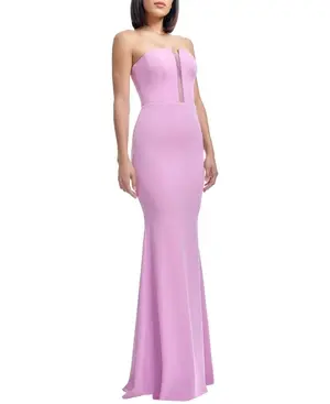 Dress The Population Izzy Strapless Plunge Panel Mermaid Gown - Lavender