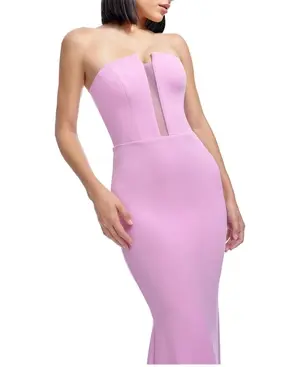 Dress The Population Izzy Strapless Plunge Panel Mermaid Gown - Lavender