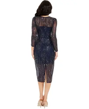 Dress The Population Sophia Floral Lace Midi Dress - Midnight Blue Multi