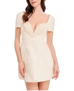 Dress The Population Francesca Cap Sleeve Sweetheart Burnout Mini Dress - Ivory