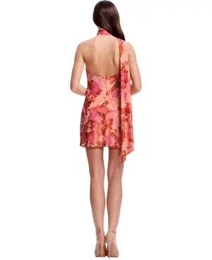 Dress The Population Lily Halter Neck Bow Floral Print Mini Dress