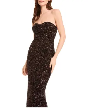 Dress The Population Vada Strapless Sweetheart Sequin Bodycon Midi Dress