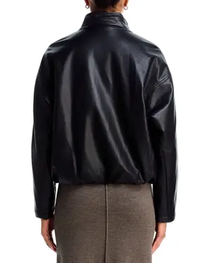 Aqua Faux Leather Bomber Jacket Exclusive