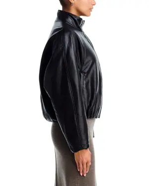Aqua Faux Leather Bomber Jacket Exclusive