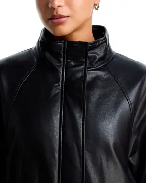 Aqua Faux Leather Bomber Jacket Exclusive