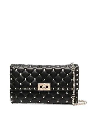 Valentino Garavani Quilted Nappa Shoulder Bag With Diamond Stitching And Platinum-tone Hardware - Nero