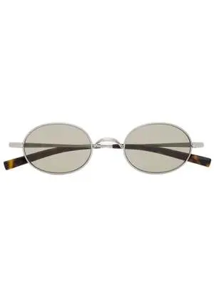Saint Laurent Round Titanium Sunglasses With Engraved Temples - Argento