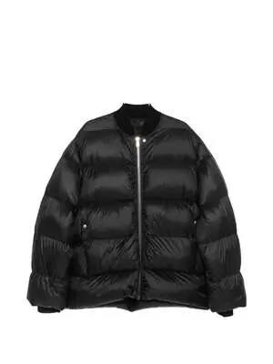 Rick Owens Padded Design Zip-up Jacket With Ribbed Band Collar And Stud Pockets