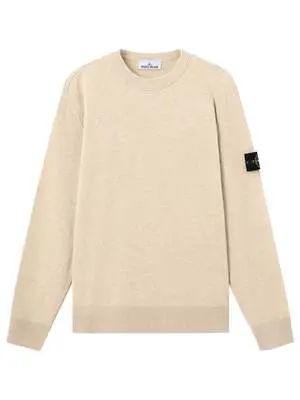 Stone Island Wool Sweater With Badge Detail - Beige