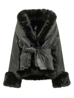 ROTATE BY BIRGER CHRISTENSEN Bonded Leather Zip-up Jacket - Black