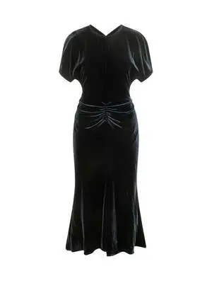 Victoria Beckham Bela Midi Dress With Draped Details