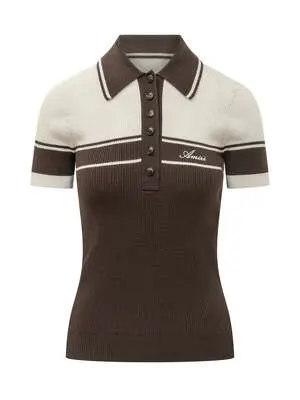 Amiri Script Knit Slim Polo - Husk