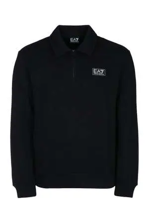 E.A.7 Ea7 Emporio Armani Refined Cotton Knit Half-zip Top