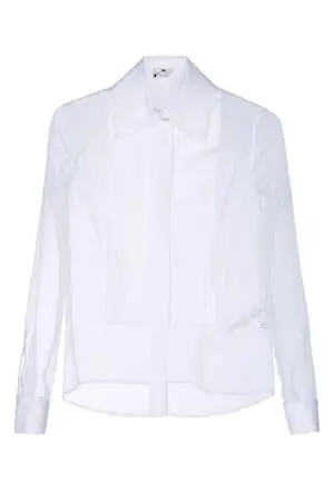 Elisabetta Franchi Sheer Button-up Shirt With Elegant Draping