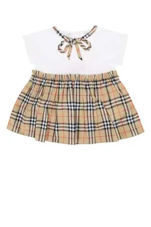 BURBERRY JR Burberry Checked Cotton Bow Dress