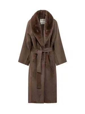 VALENTINI 1972 Wool Alpaca Blend Eco Fur Trimmed Coat