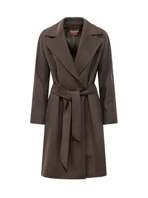 Max Mara MAX MARA STUDIO Belted Wool Overcoat Marrone