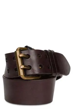 Saint Laurent Leather Belt With Gold Buckle