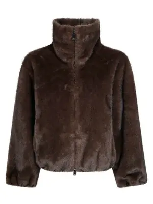 PAROSH Eco Faux Fur Jacket - Marrone